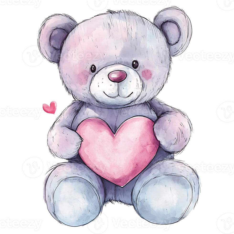 Cute Teddy Bear Holding Heart Perfect For Expressing Love And
