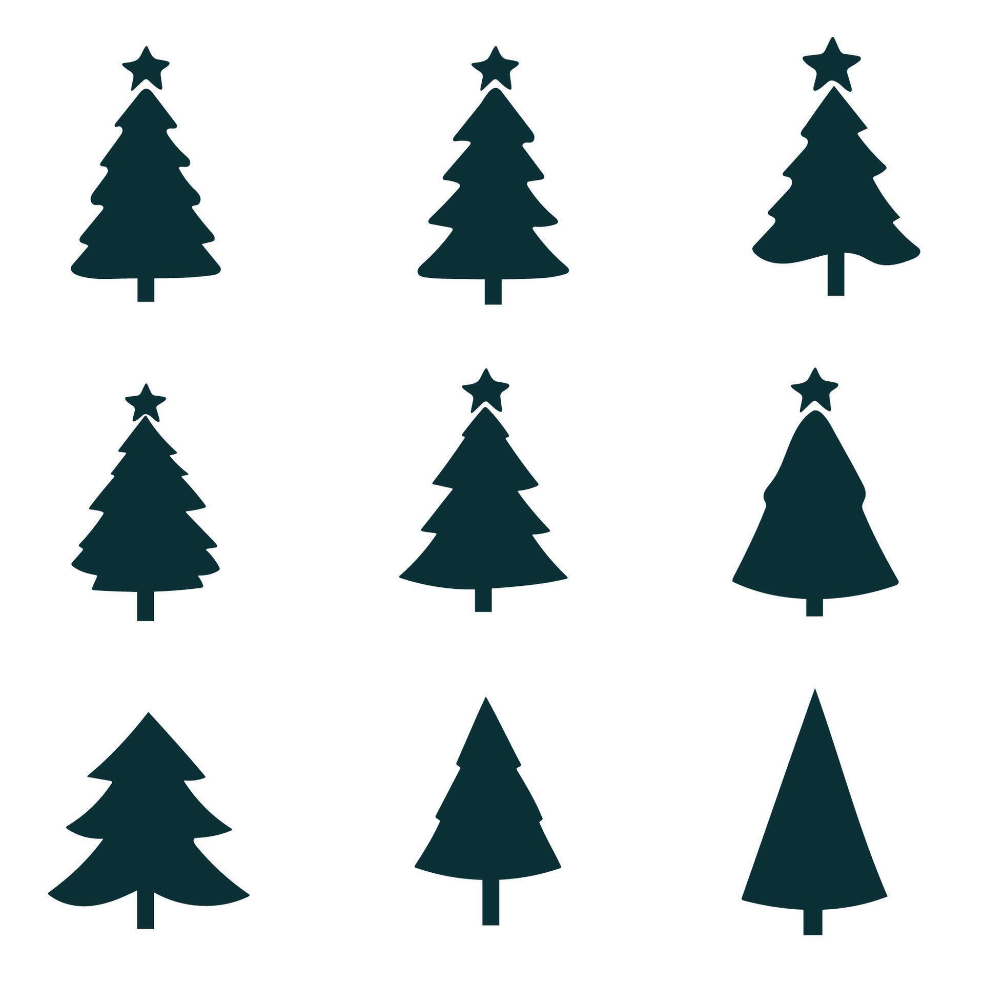 Set of Christmas trees silhouettes. Evergreen forest. Holiday design ...