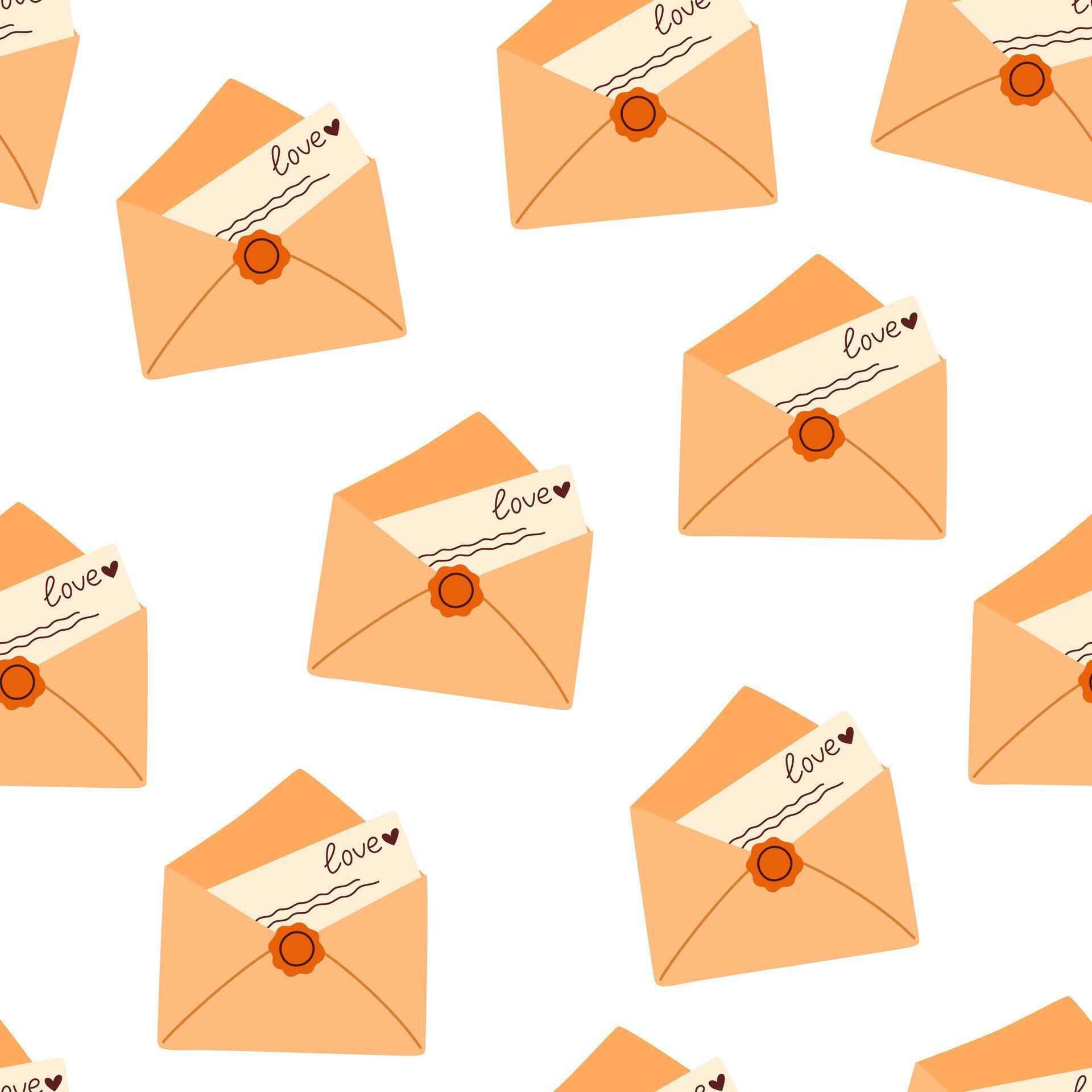 Valentines envelopes seamless pattern. Valentines day mail. Simple ...