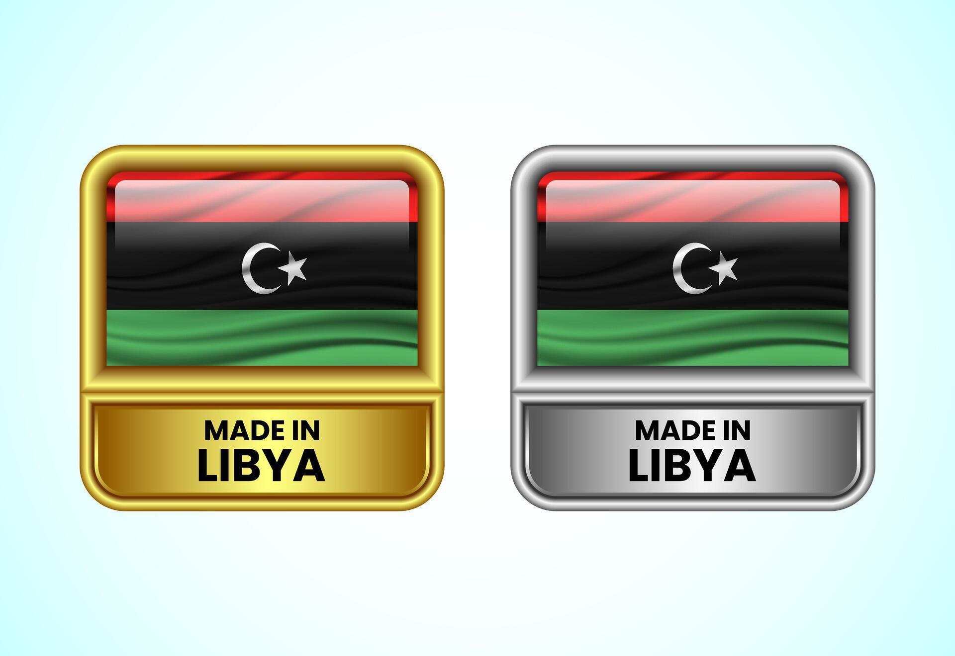Made in Libya label icon in gold and silver color. Flag icon set for business 53890250 Vector ...