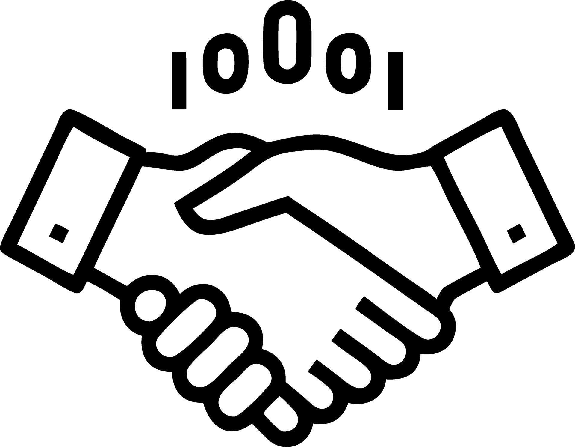 Abstract Digital Art Of A Handshake Made Of Binary Code With Bokeh
