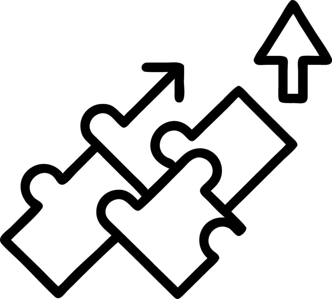 Puzzle pieces and arrow floating with white background representing ...