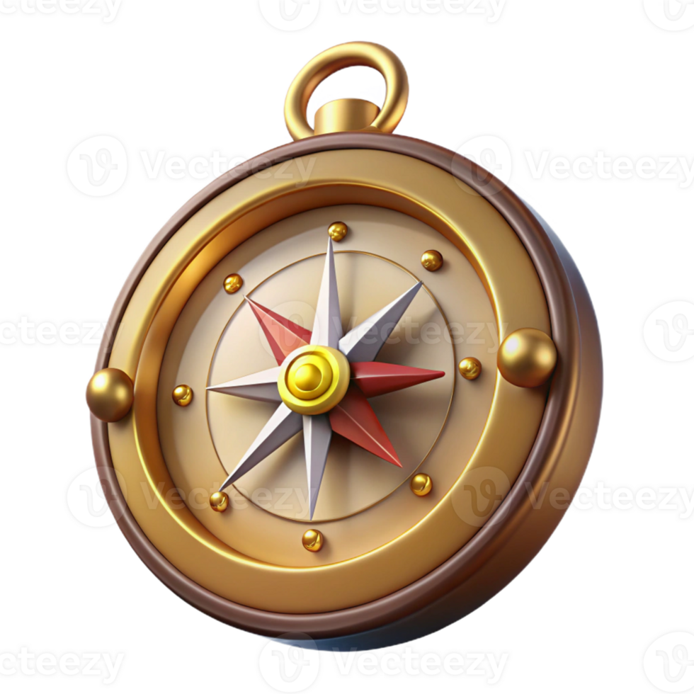 3d Golden Compass Illustration 53919271 Png