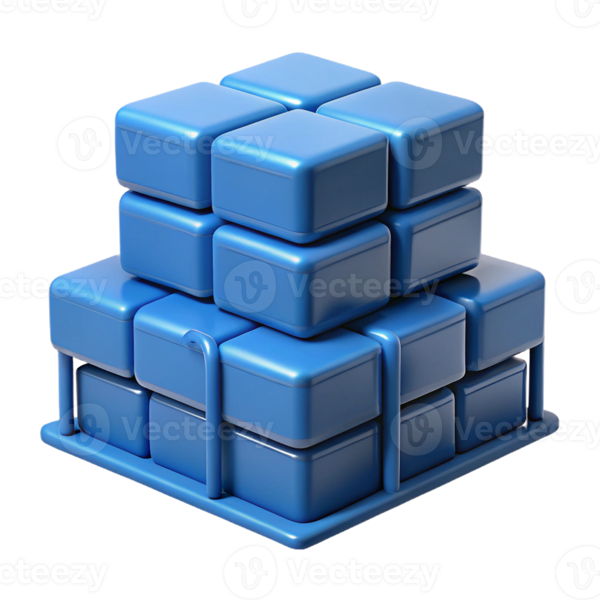 Blue Cube Stack 3D Render 53920849 PNG