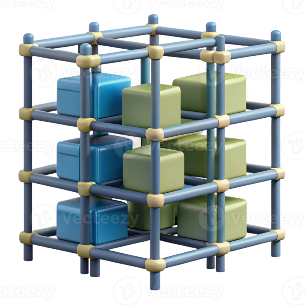 3d Render Cubes In Frame Structure 53920850 Png