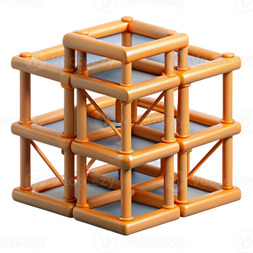 3d Render Orange Cube Structure 53920868 Png