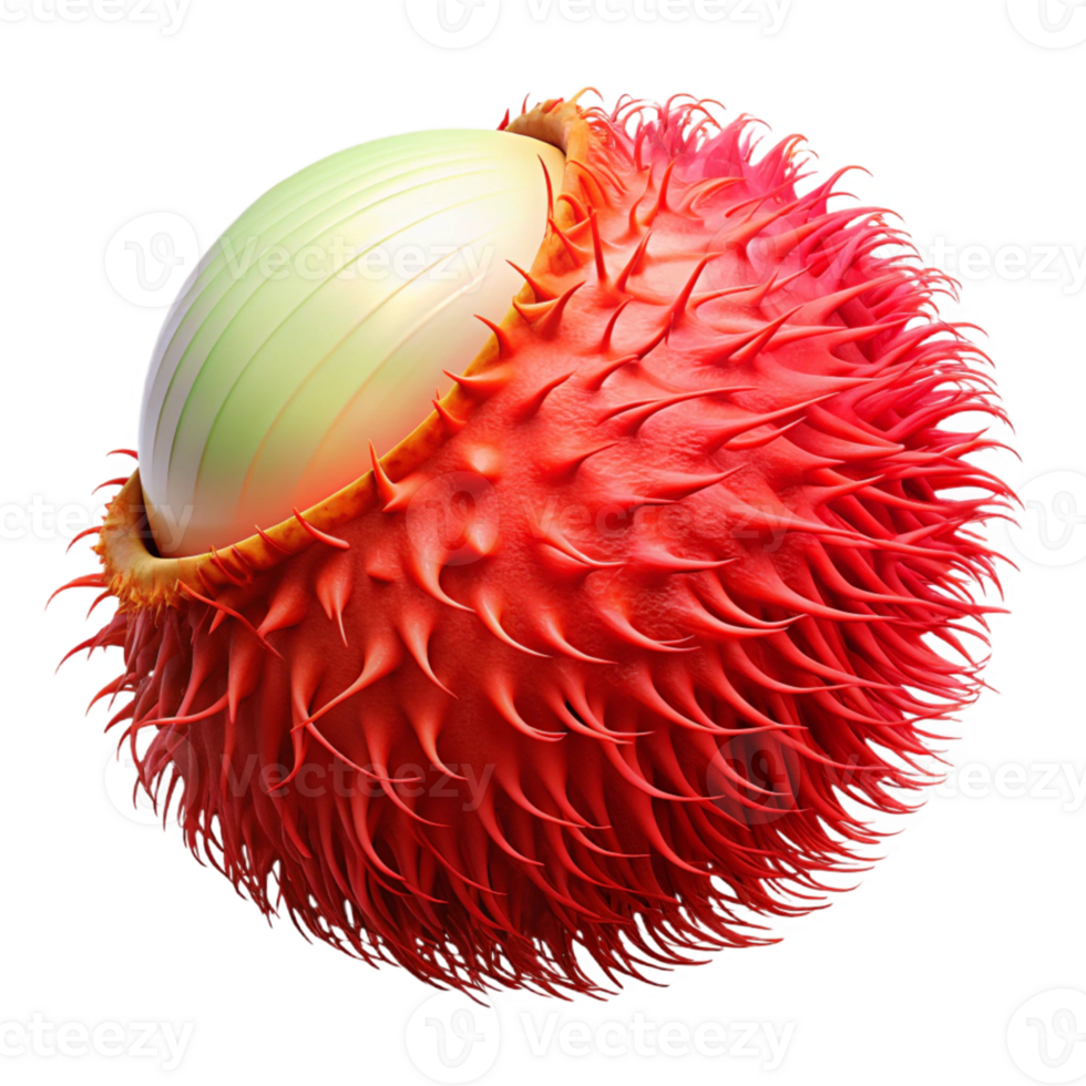 3d Rambutan Fruit Illustration Red Spiky Abstract 53921062 Png