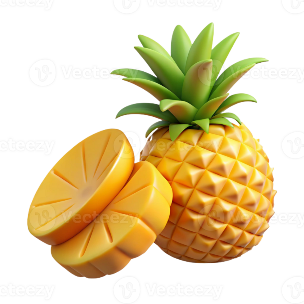 3d Render Of Pineapple Slices 53922340 Png