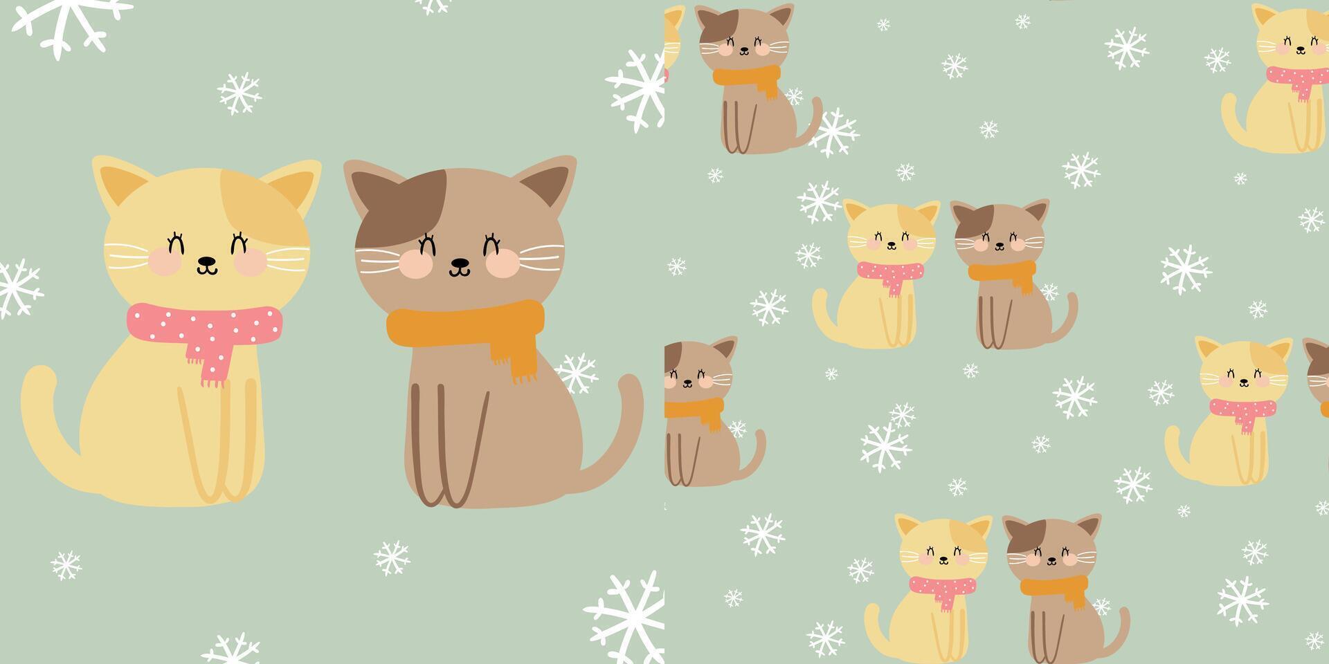 Cute Christmas cat cards and cute cartoon cat patterns cute Christmas ...