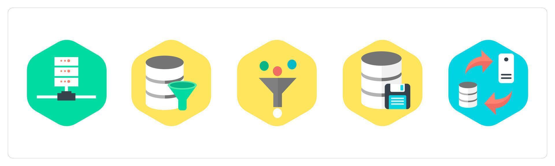 A set of 5 mix icons as server, database, filter 53948465 Vector Art at ...