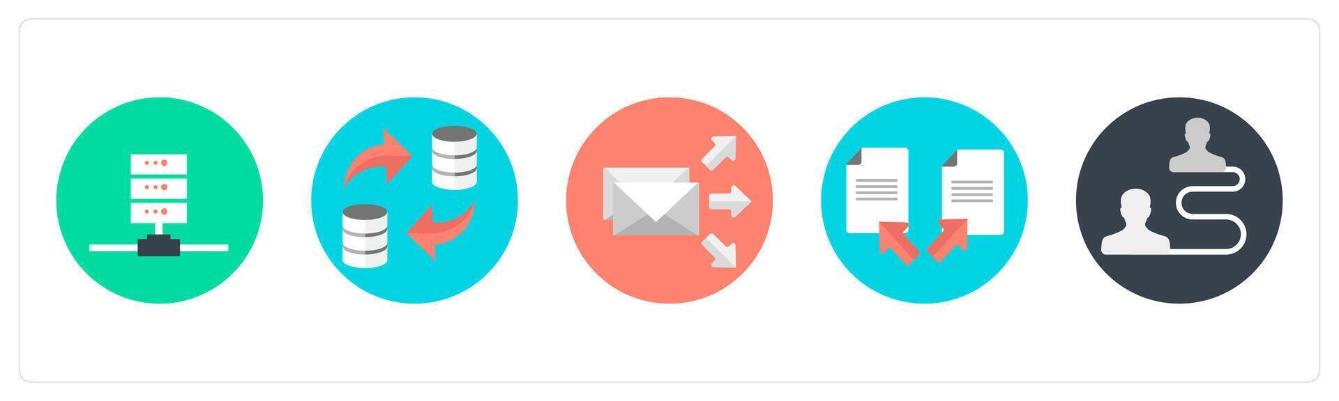 A set of 5 mix icons as server, data transfer, transfer mail 53948638 ...
