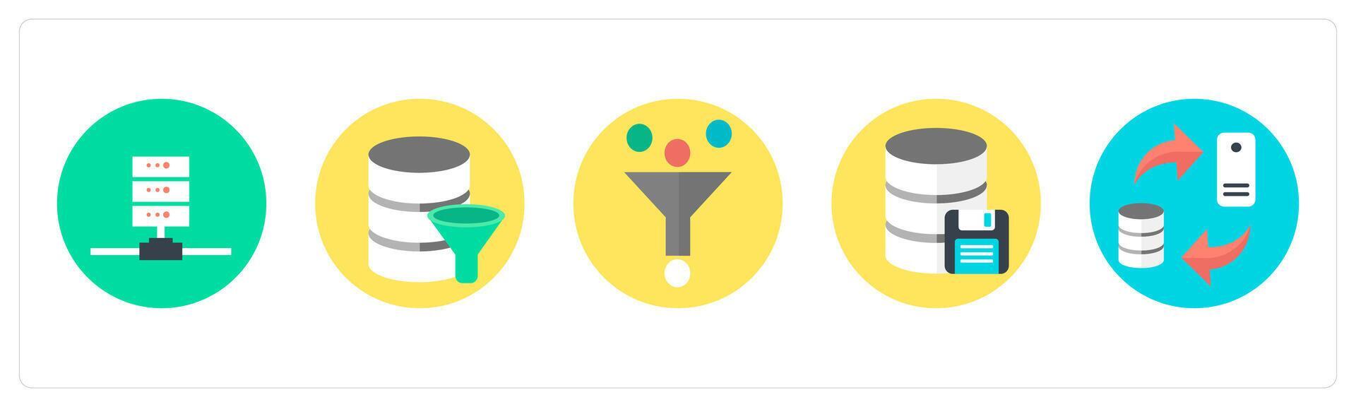 A set of 5 mix icons as server, database, filter 53948758 Vector Art at ...
