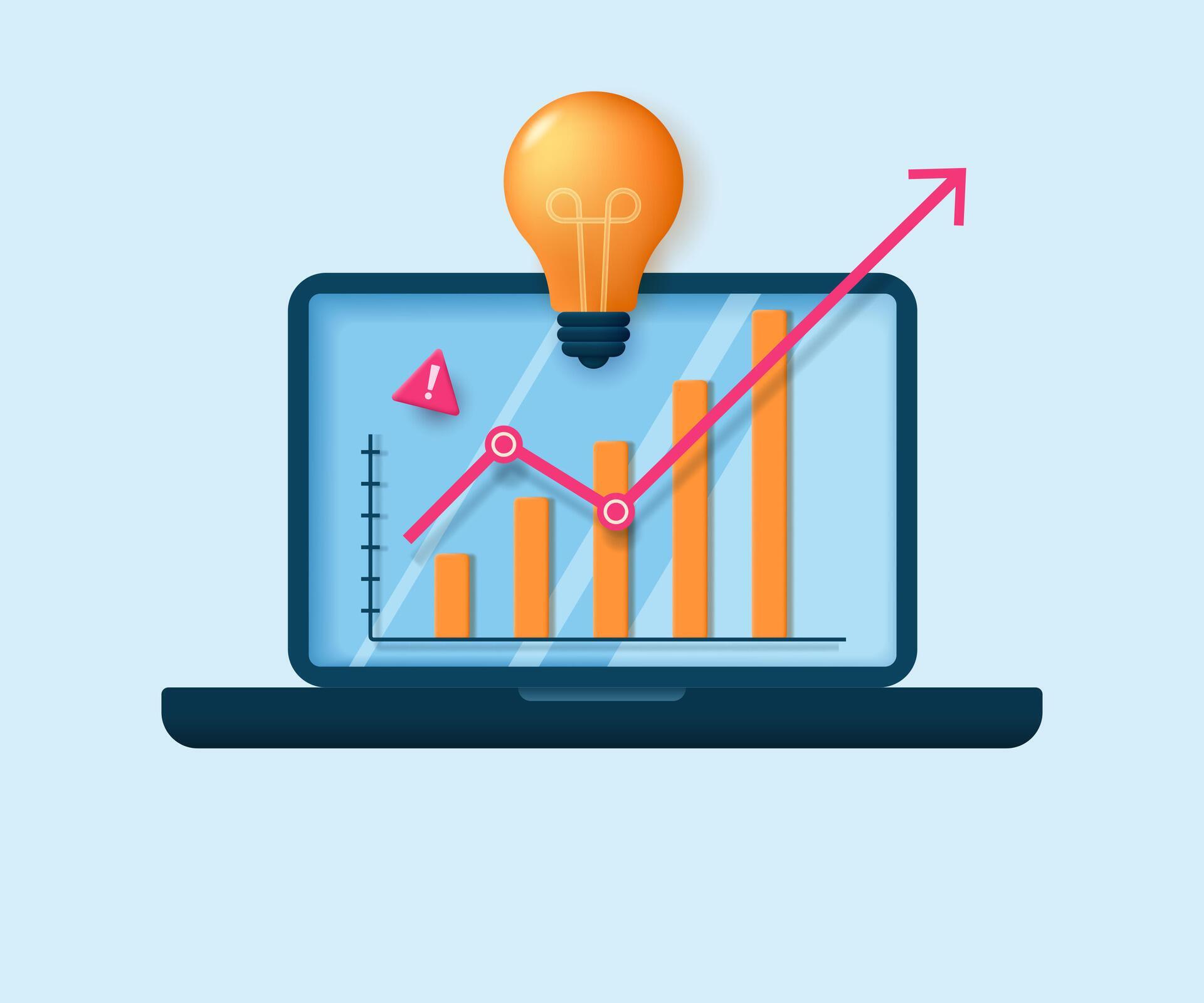 Successful project management idea, profitable project graph chart ...