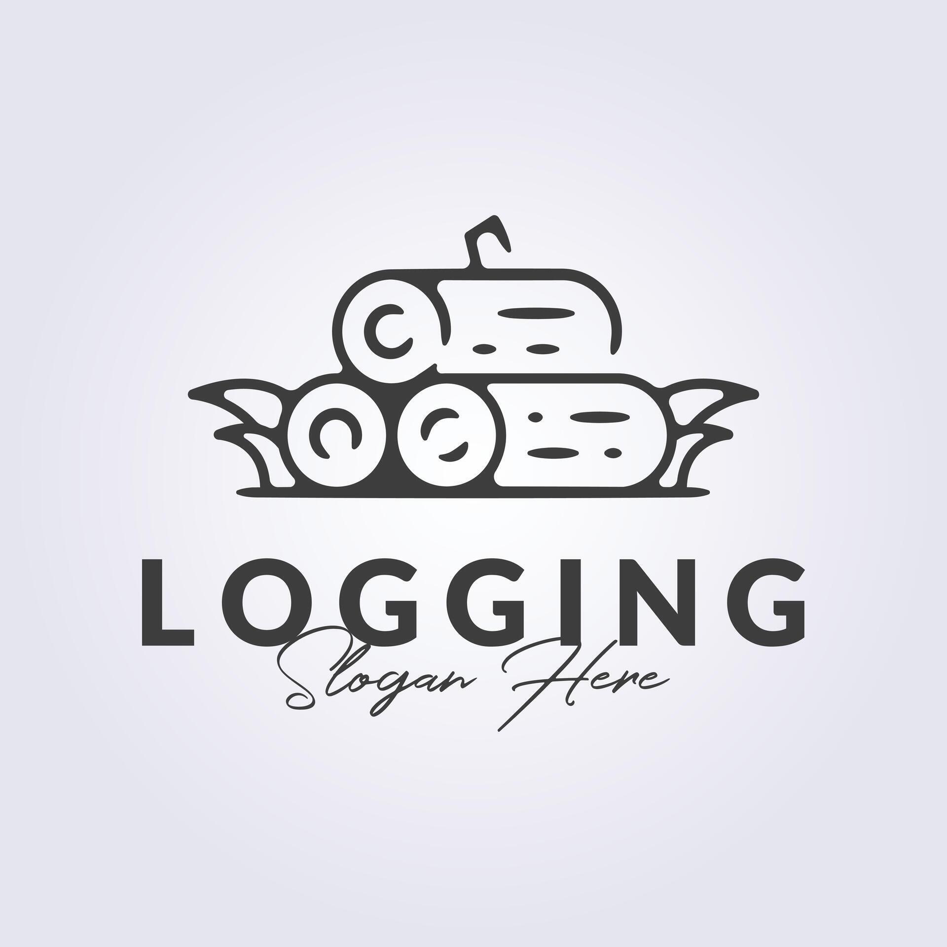 3 outline logs logo logging icon symbol illustration design, line art ...
