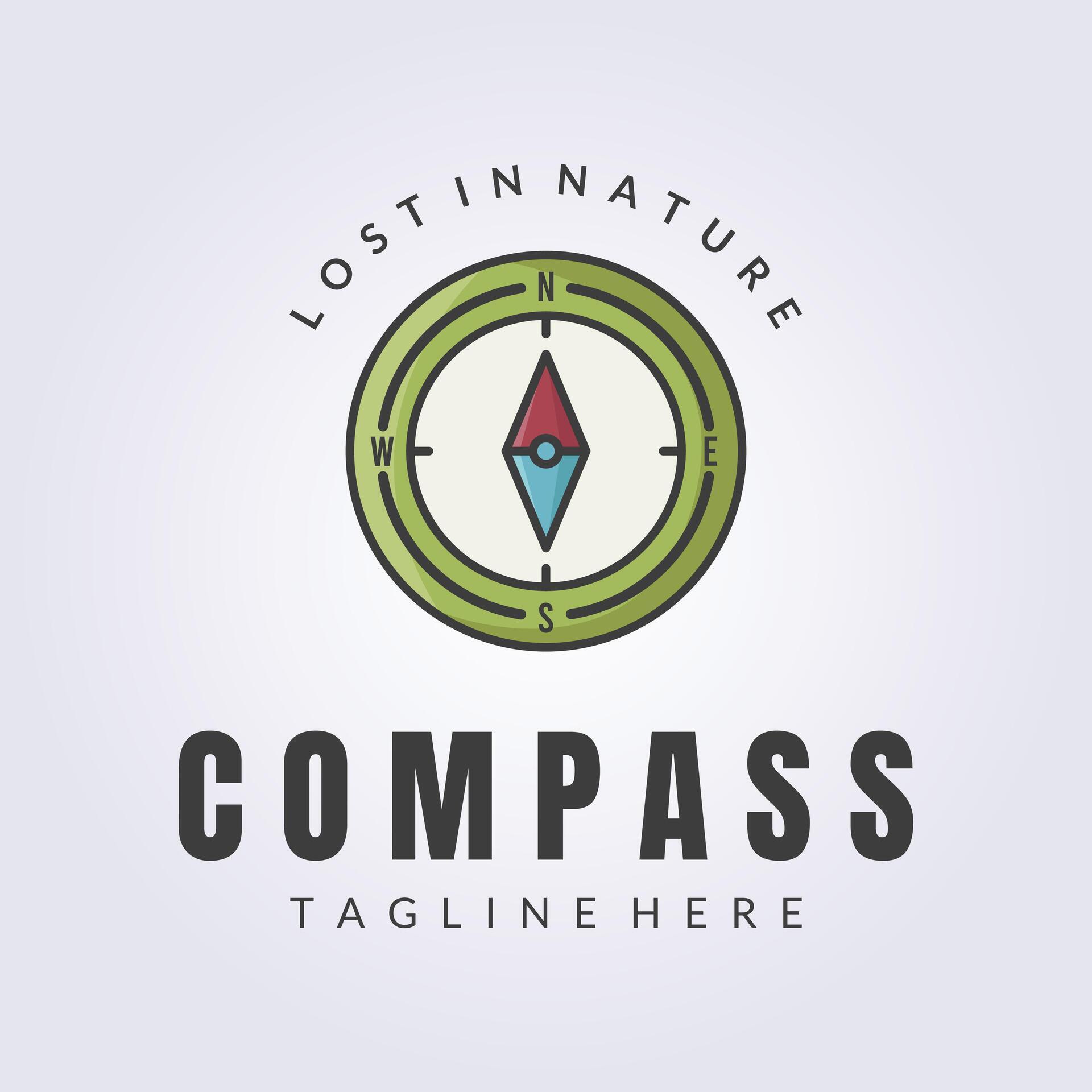 Outline Color Compass Logo Illustration Design Lost In Nature Compass Logo Design 53957936