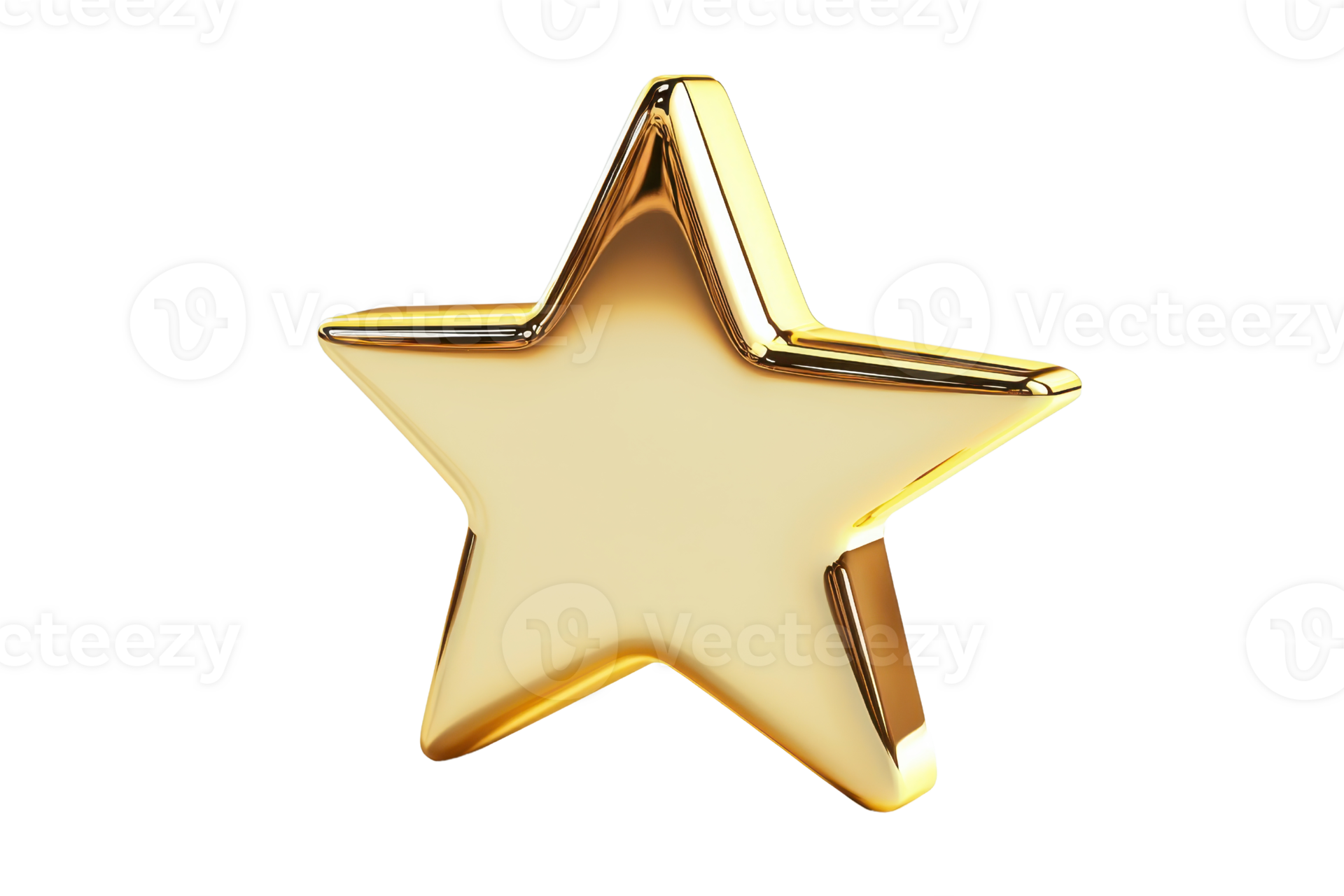 A shiny gold star icon with smooth surfaces and distinct points, symbolizing achievement or ...