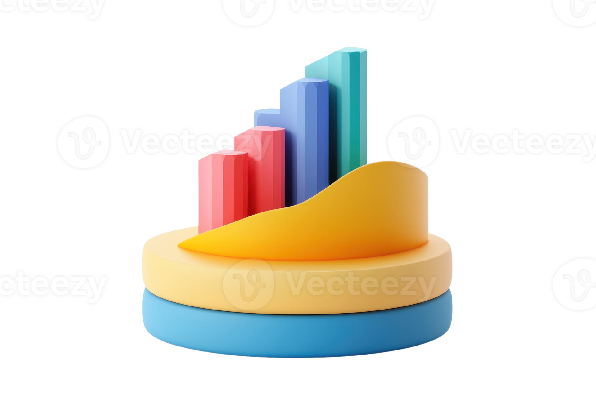 A colorful 3D bar chart representation showing various heights ... A colorful 3D bar chart representation showing various heights ...