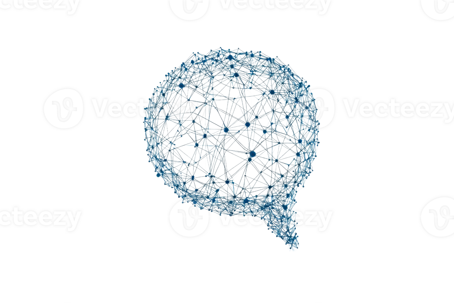 A digital representation of a speech bubble composed of interconnected lines and nodes ...