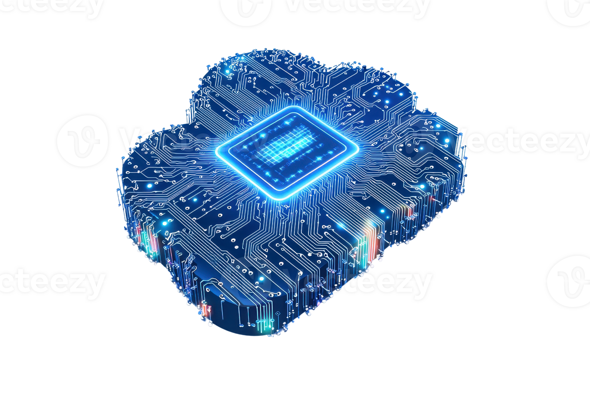 A High Tech Microchip Featuring Intricate Circuit Patterns And Vibrant