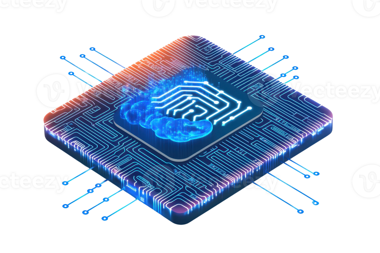 An Advanced Microchip Displaying Intricate Circuit Patterns And A