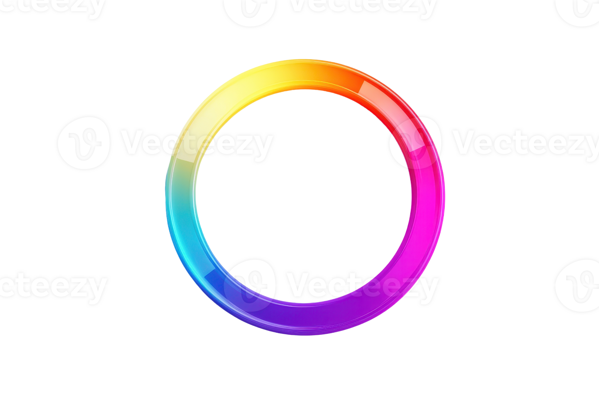 A vibrant, circular color gradient transitions from yellow to pink ...