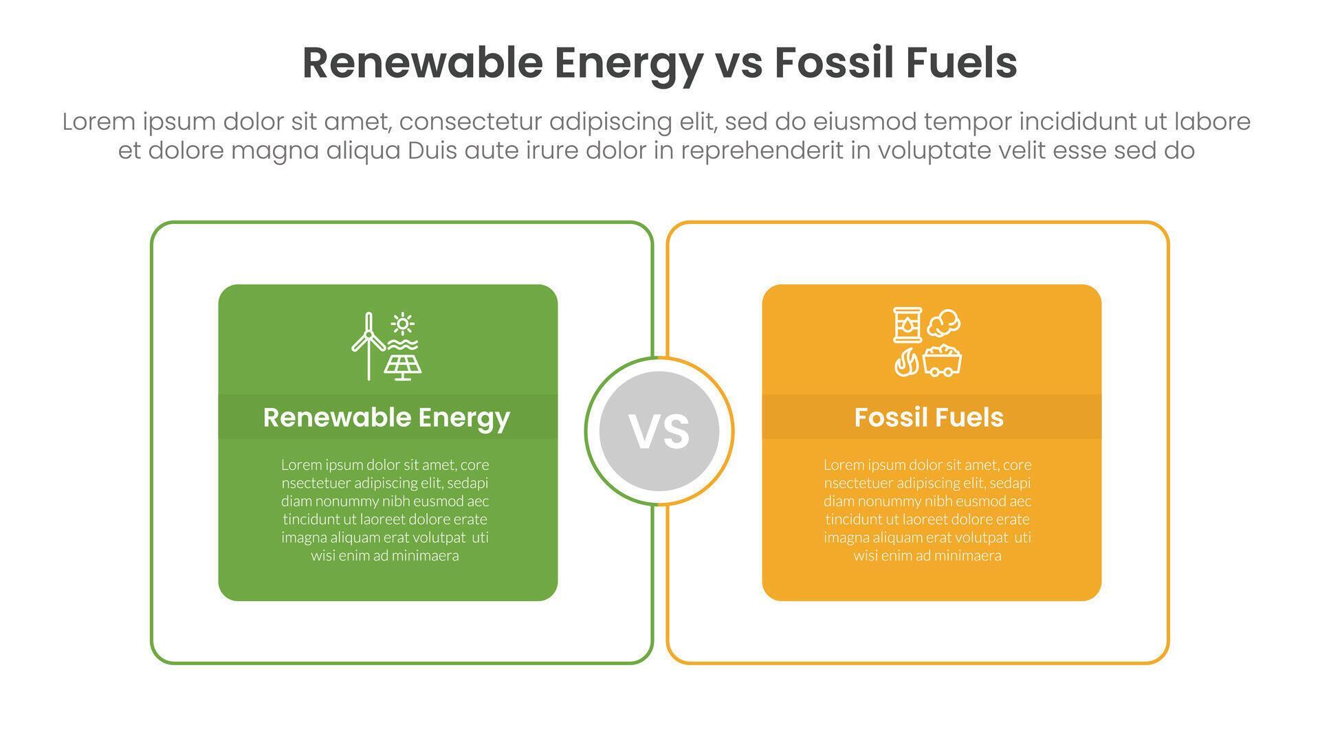 Renewable energy vs fossil fuels comparison concept for infographic ...