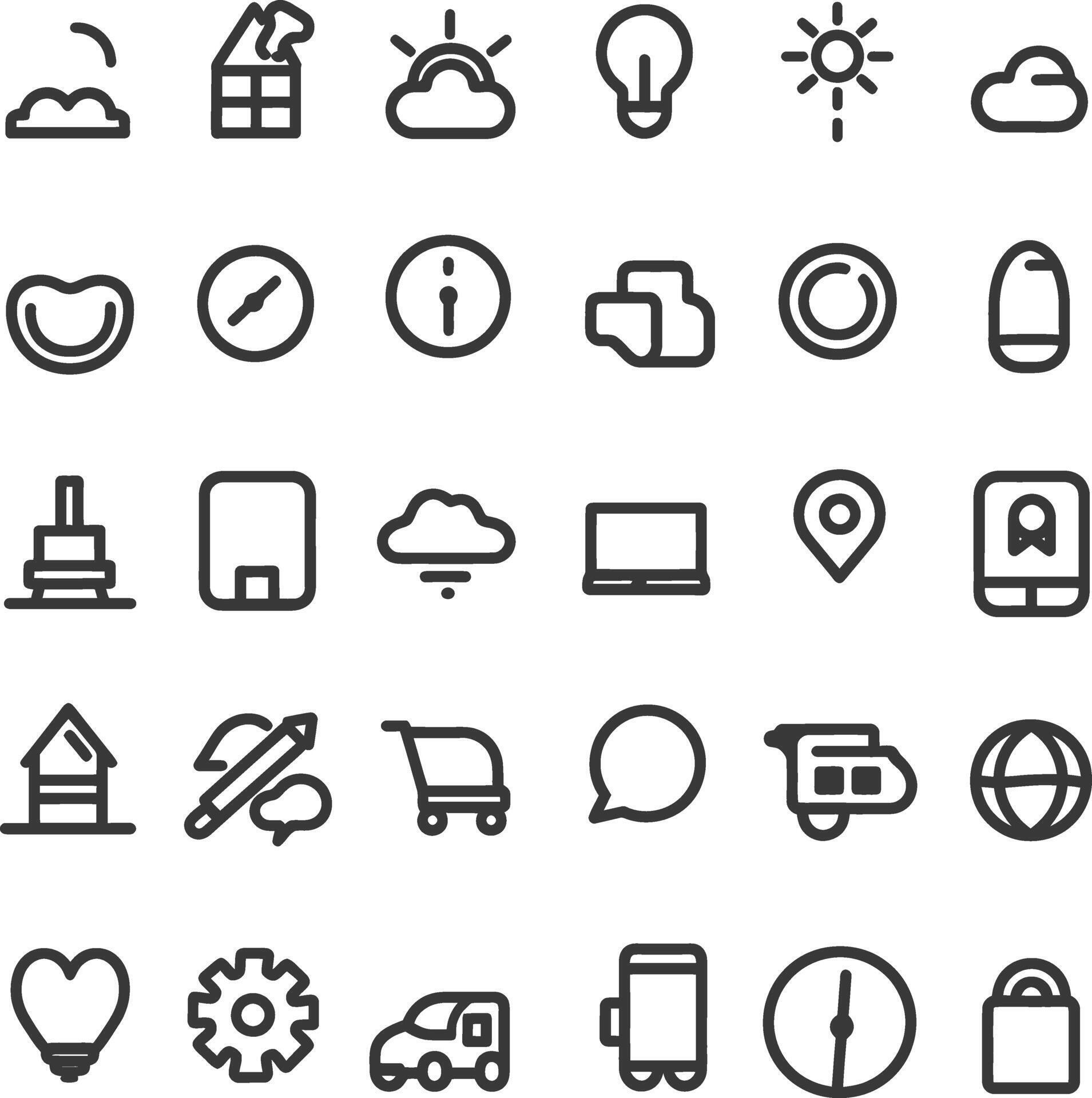 A Collection Of 36 Line Icons Representing Various Concepts 53966492 ...