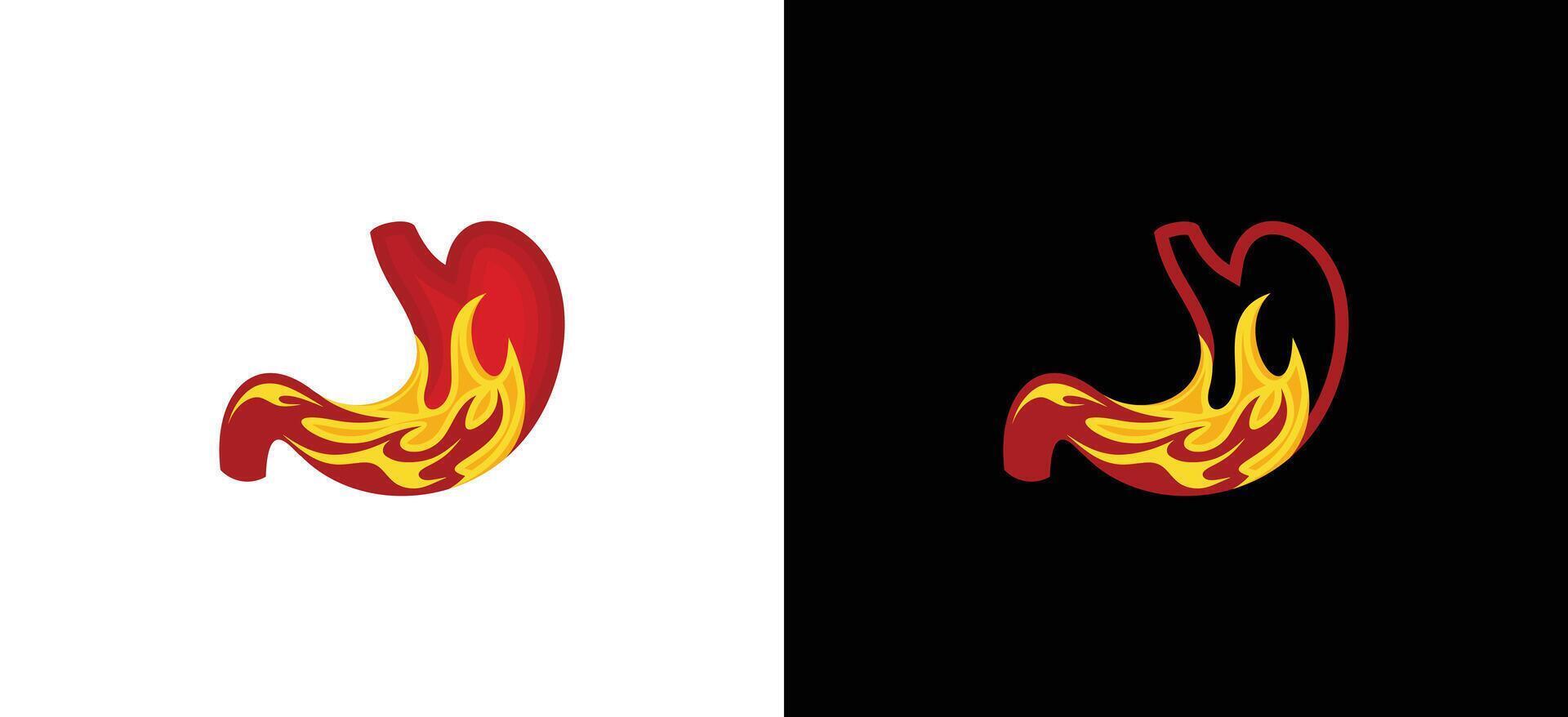 Heartburn logo design, illustration of stomach and fire symbols, disease or indigestion 53969477 ...