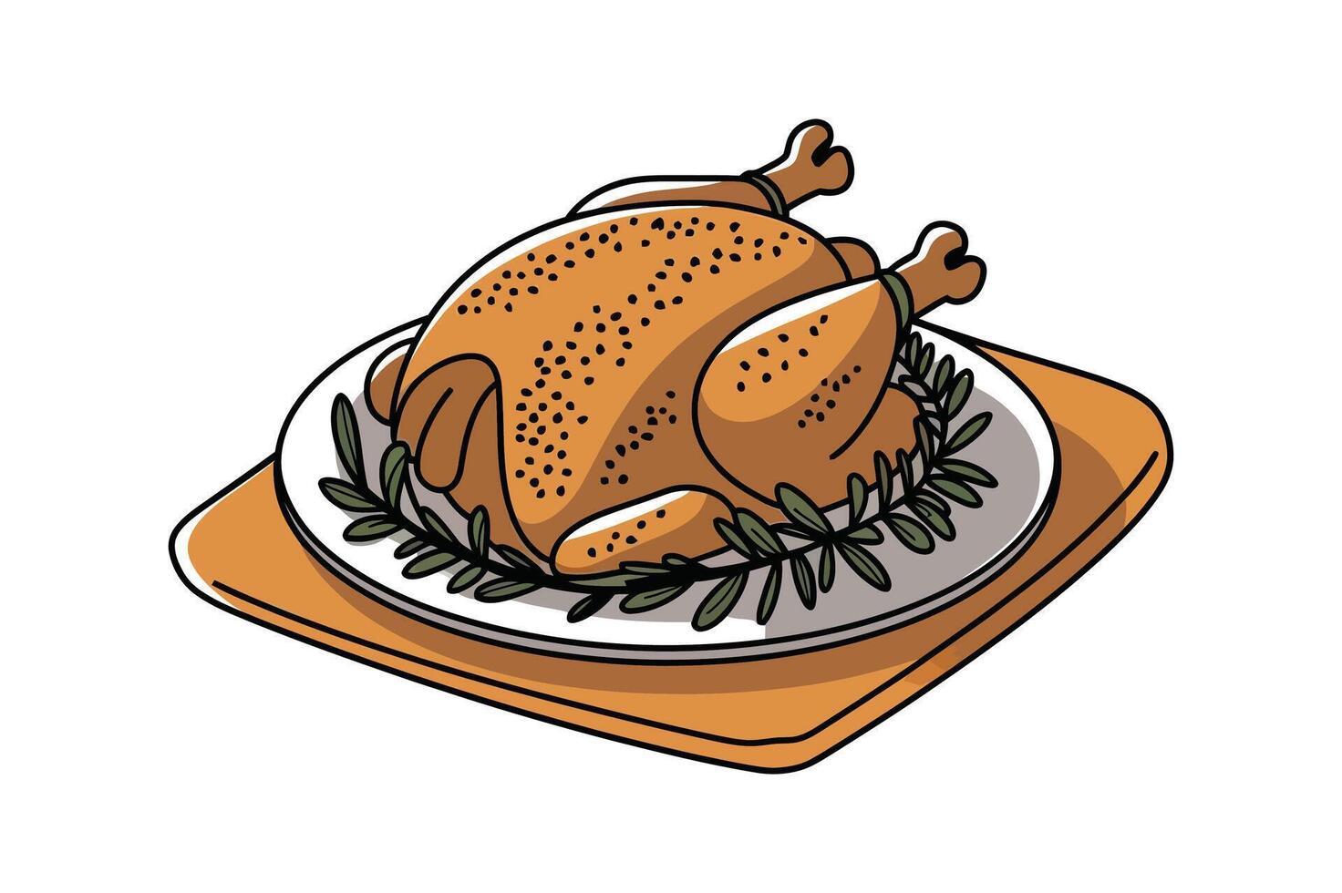 Roast Turkey Illustration Festive Art for Thanksgiving and Holiday ...