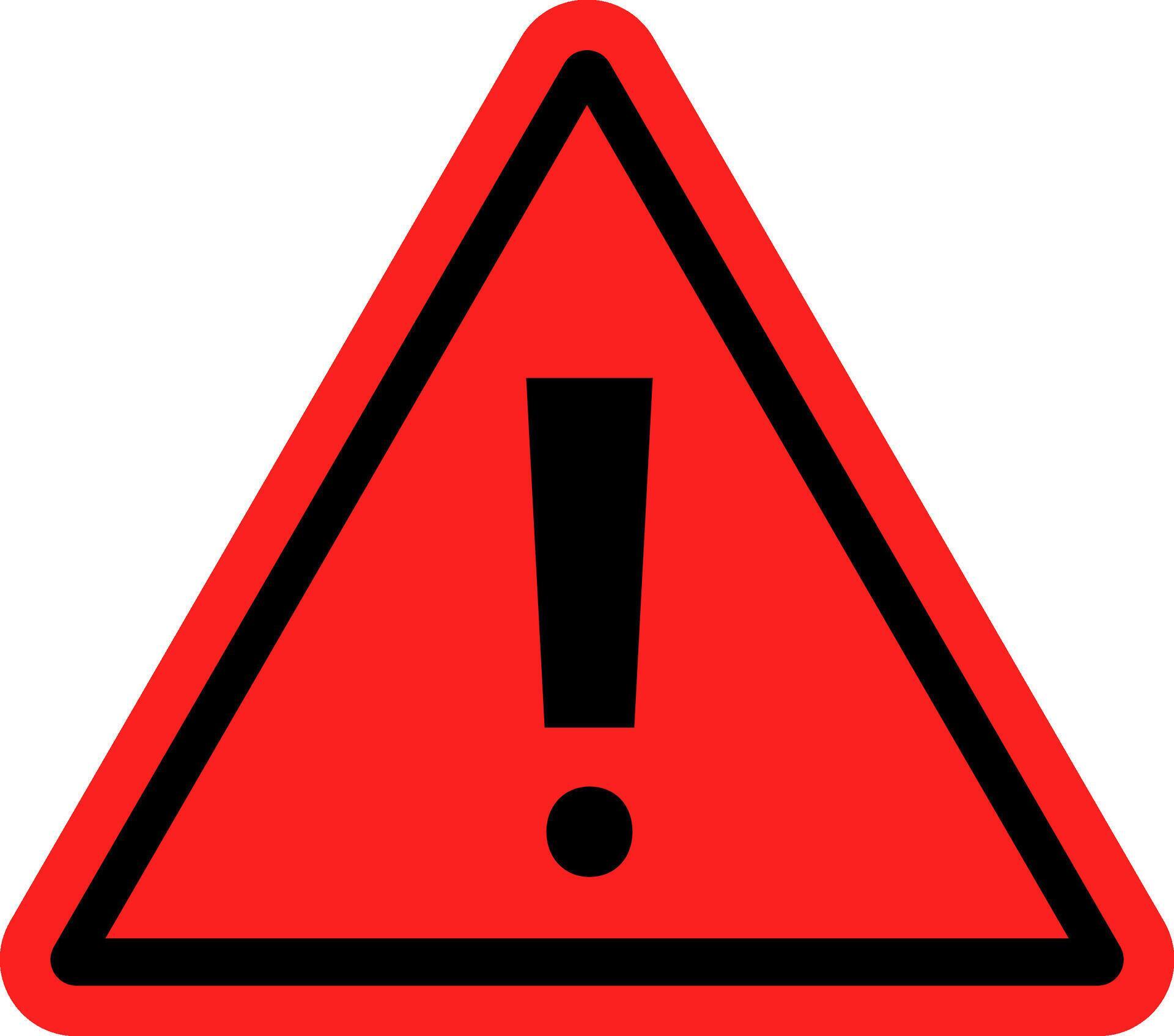 Warning triangle icon. RED caution warn in . Warning sign with exclamation mark. Alert warn in ...