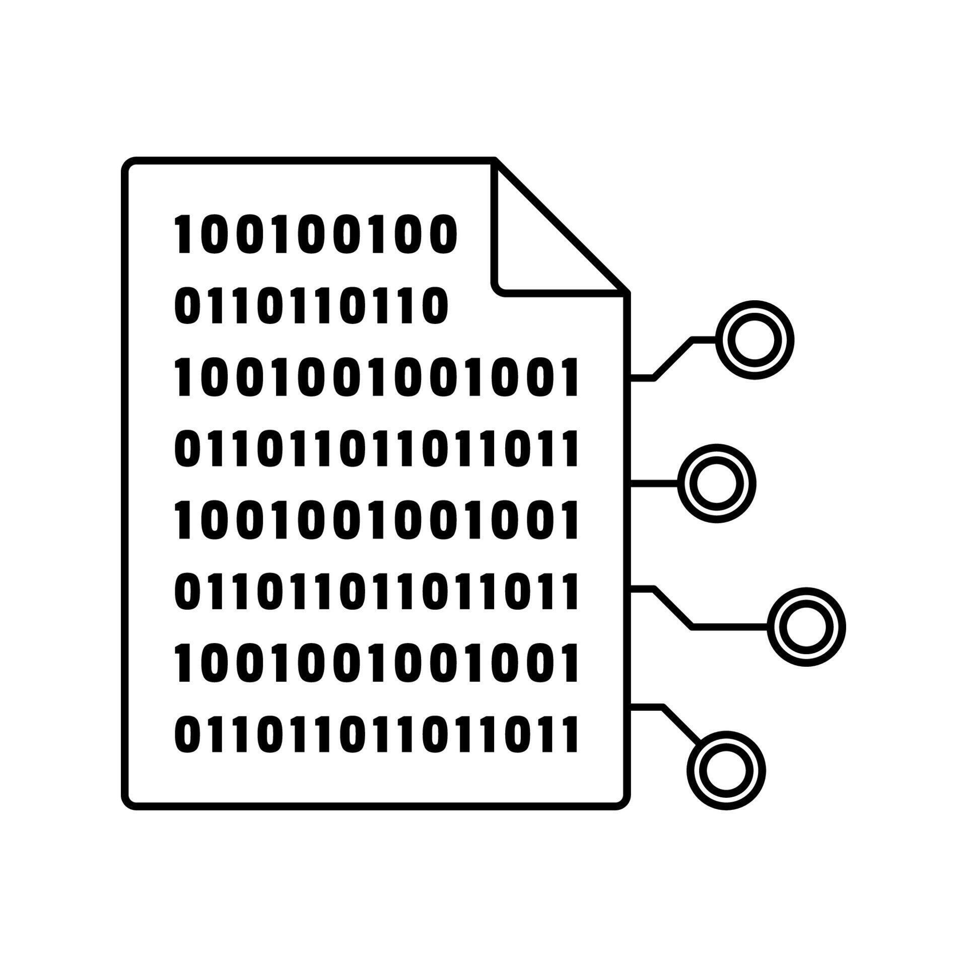 Binary Code Outline Icon with black color palette in outline style. perfect for designs with a ...