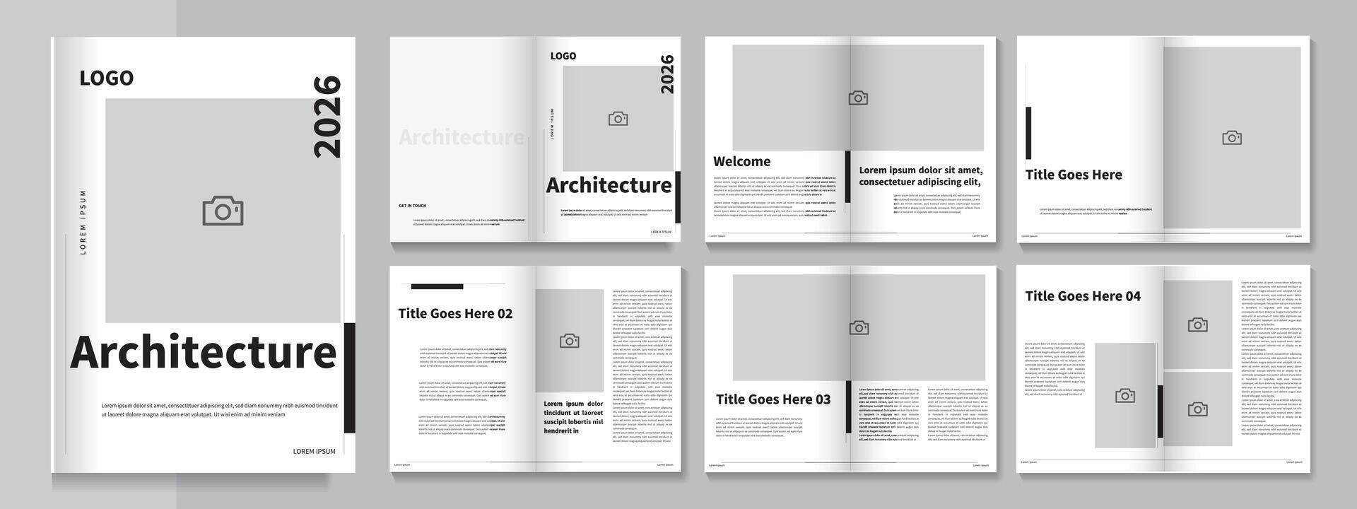 Architecture Magazine Layout Template Design, Minimal Clean Design ...