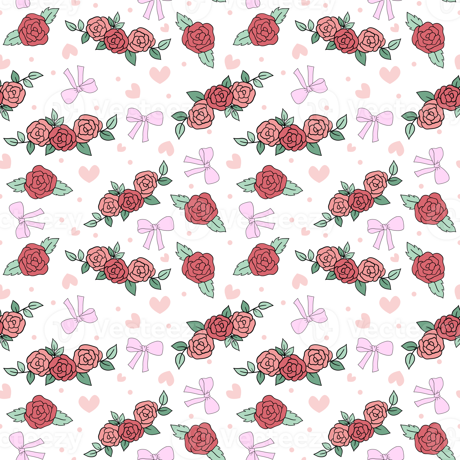 Vintage Coquette Valentine's Rose Seamless Pattern, Cute Preppy Pink ...