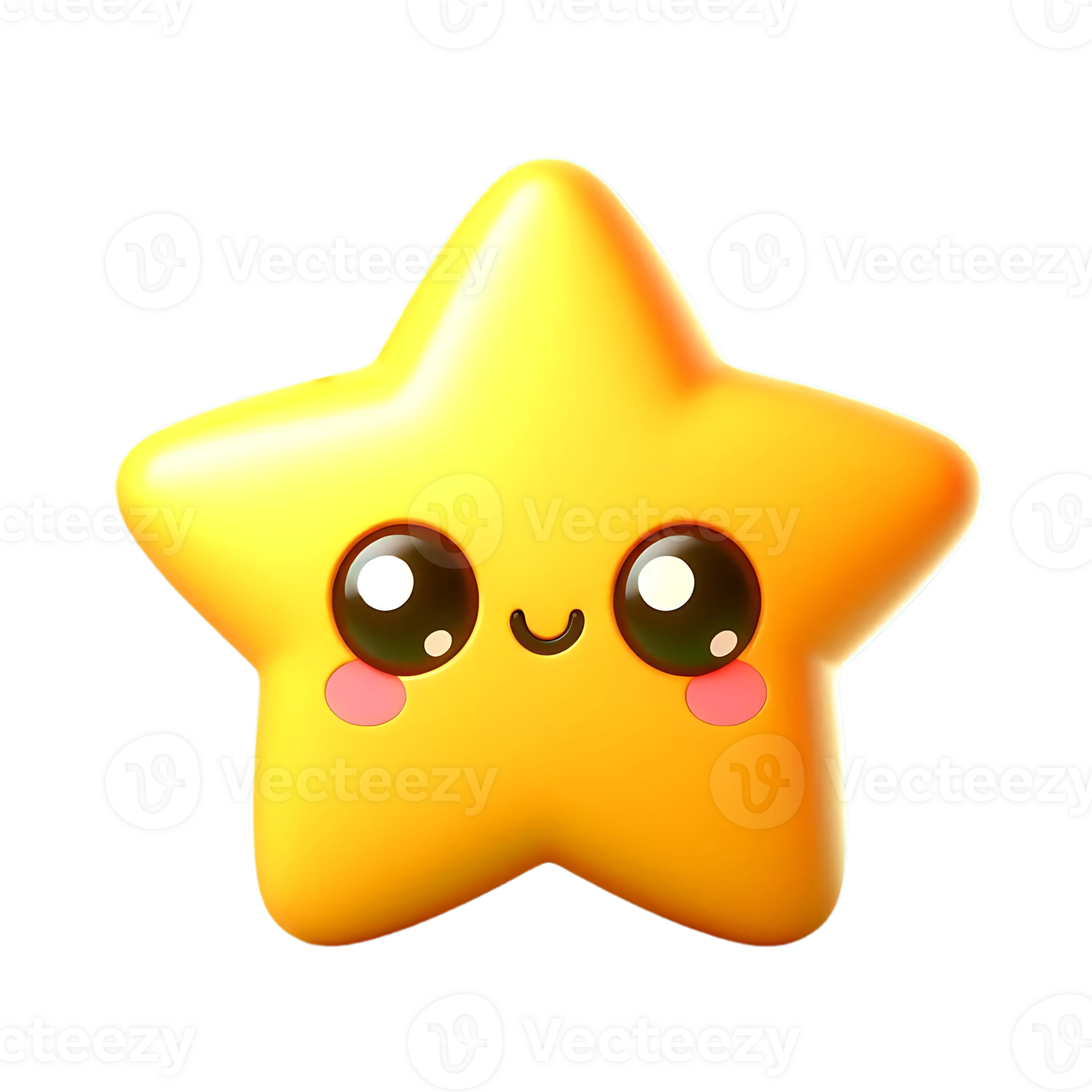 Cute Yellow Star Emoji 3D Rendered Cartoon Character 53985458 PNG