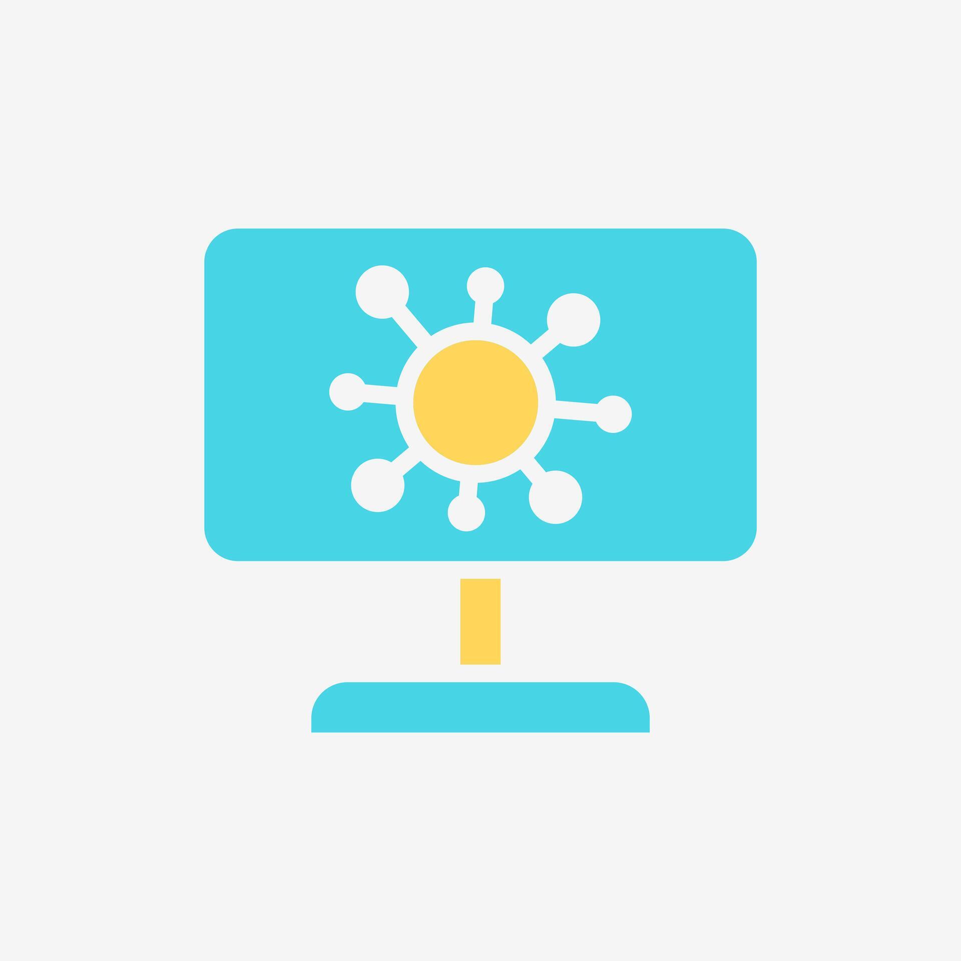 Flat Icon Virus on computer or desktop. Technology and system concept, Flat Colorful style ...