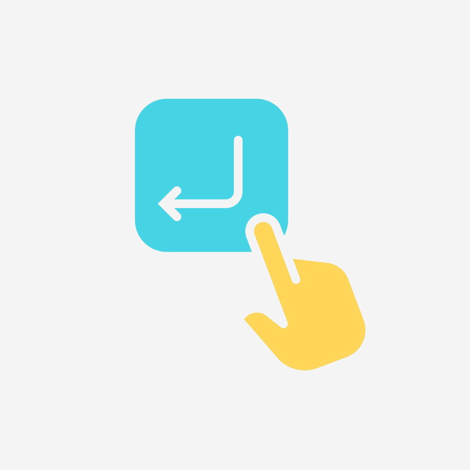 Flat Icon Hand click enter button. Technology and system concept, Flat Colorful style. 53987322 ...