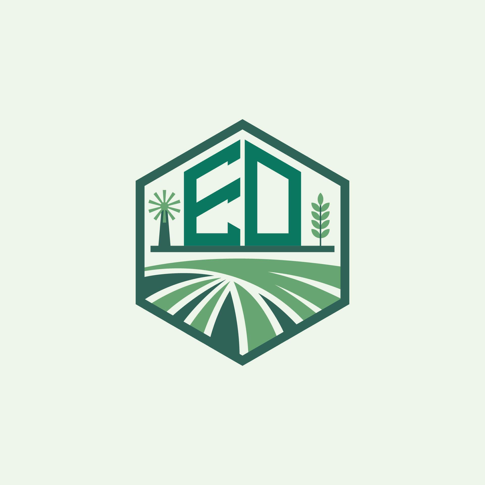 Modern Agricultural ED Logo Design. Letter ED Farm Logo and Field Icon for Eco-Friendly Branding ...
