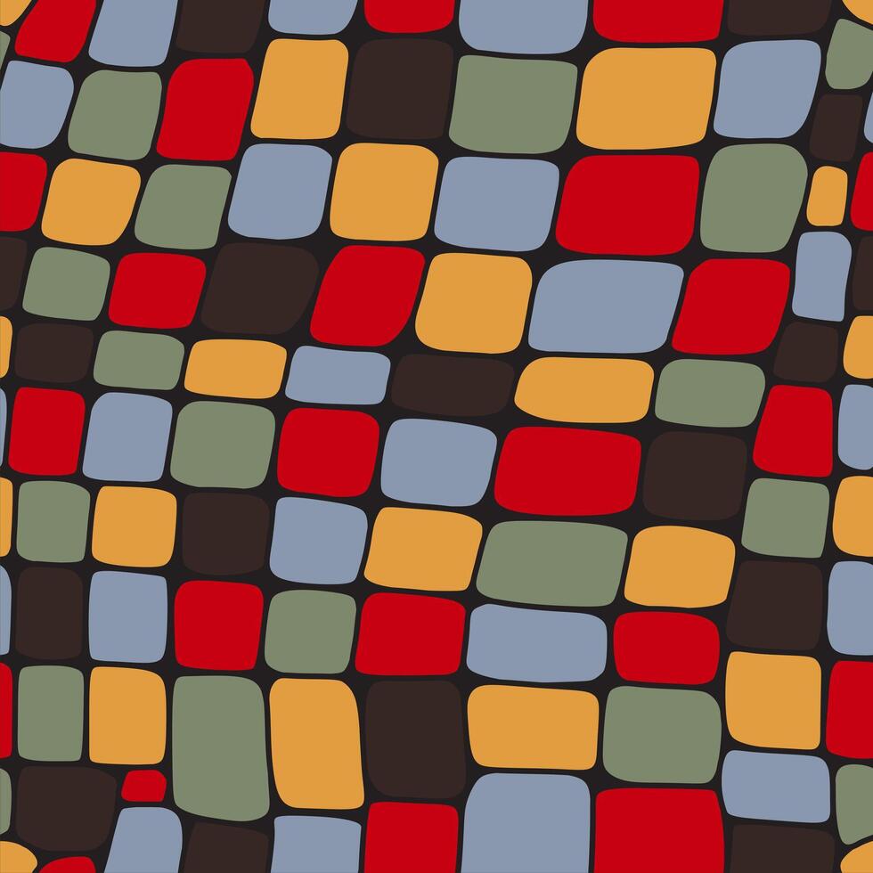 Seamless pattern with round squares strip, colorful round block ...
