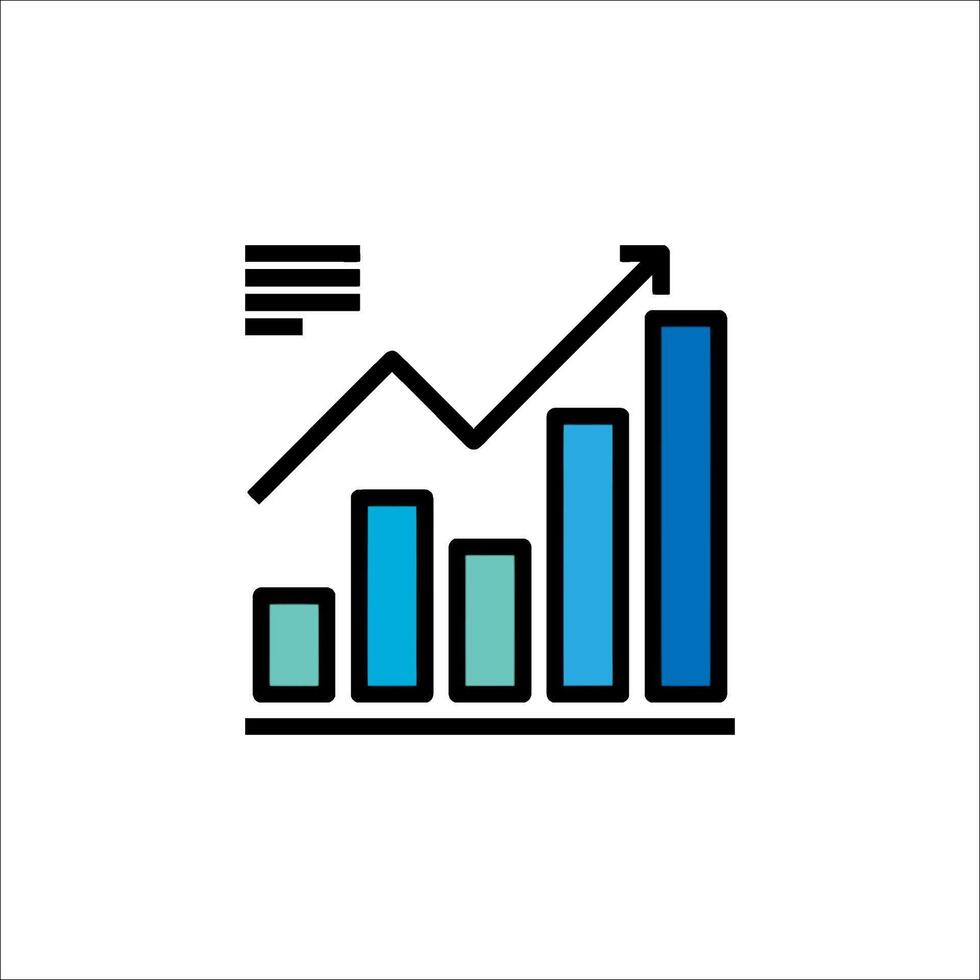 A graph bar chart icon with a blue line 54024373 Vector Art at Vecteezy