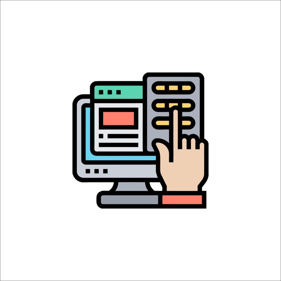 A hand pressing a button on a computer screen 54027617 Vector Art at ...