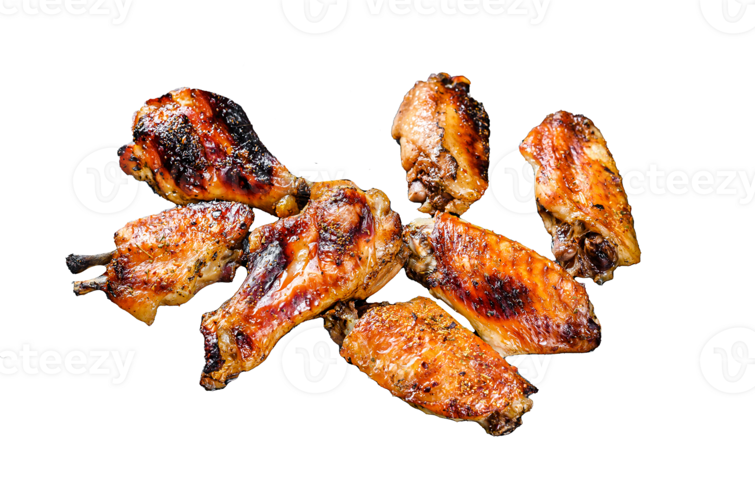 Fried Chicken Wings With Sauce Black Background Top View 54038713 Png