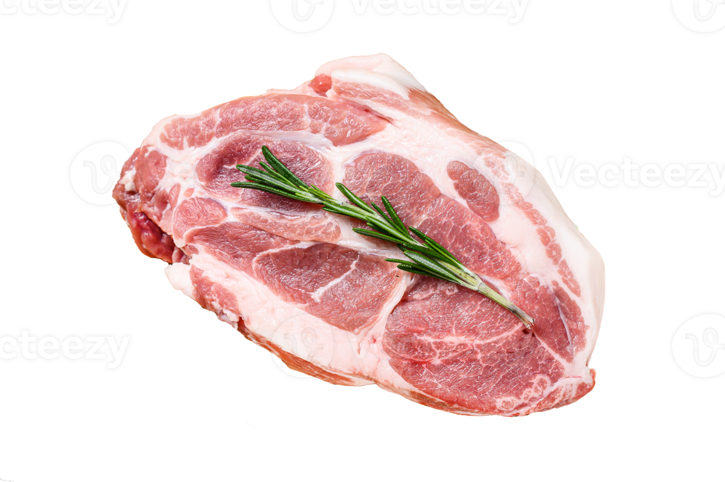 Fresh Raw Pork Neck Meat Chop Steak White Background Top View 54039013 Png