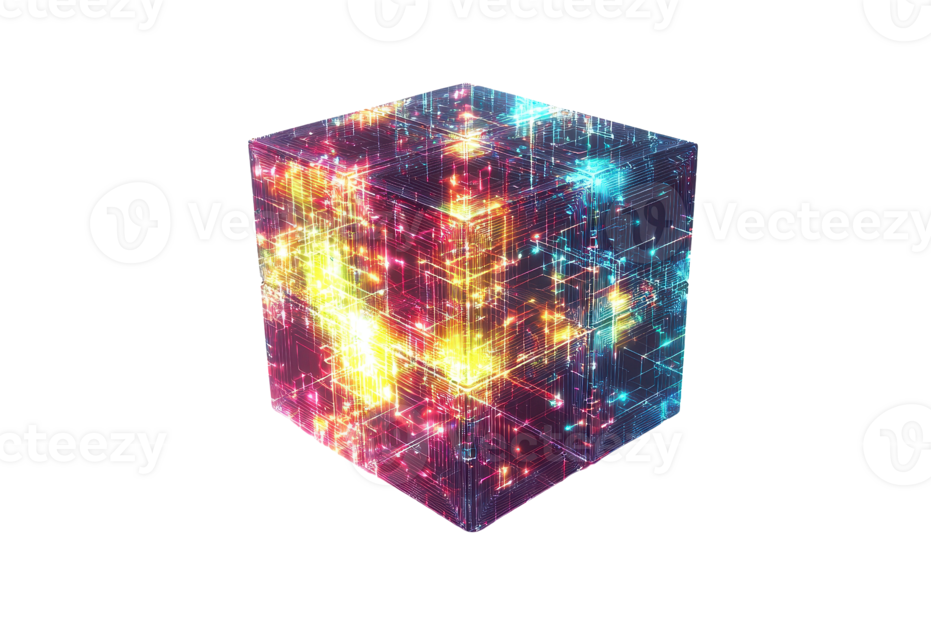 A Vibrant Illuminated Cube Displaying A Dazzling Array Of Colors And Patterns Creating A Sense