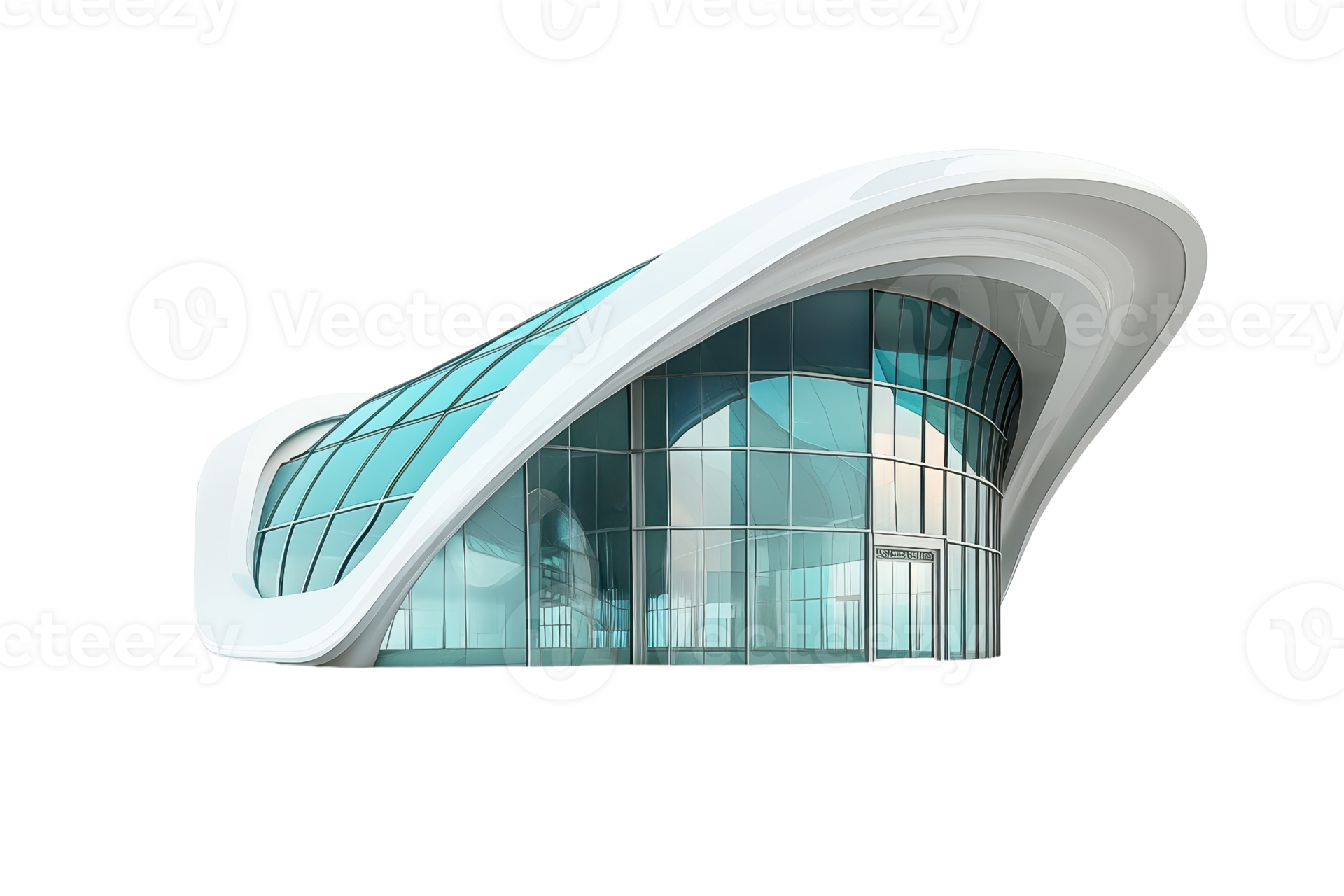 A Modern Architectural Structure With Flowing Lines Large Glass