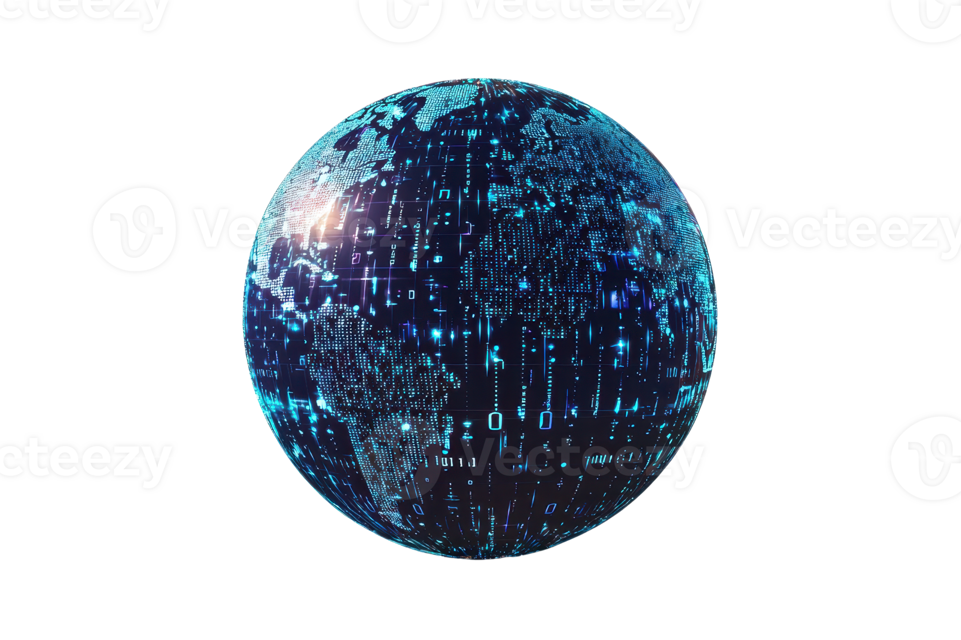 A digital globe displaying intricate data patterns and binary code ... A digital globe displaying intricate data patterns and binary code ...