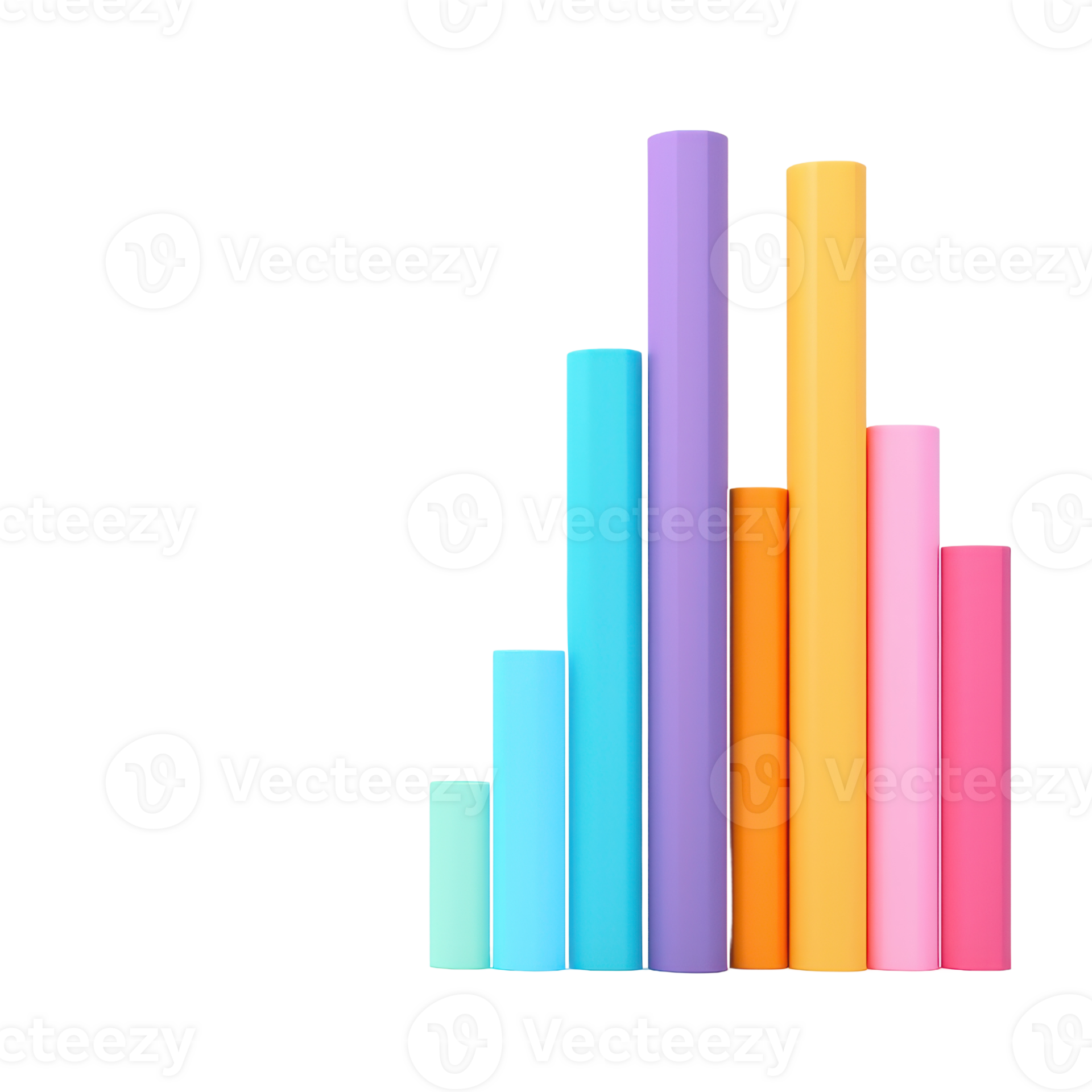 Colorful cylindrical objects arranged in varying heights, creating a ...