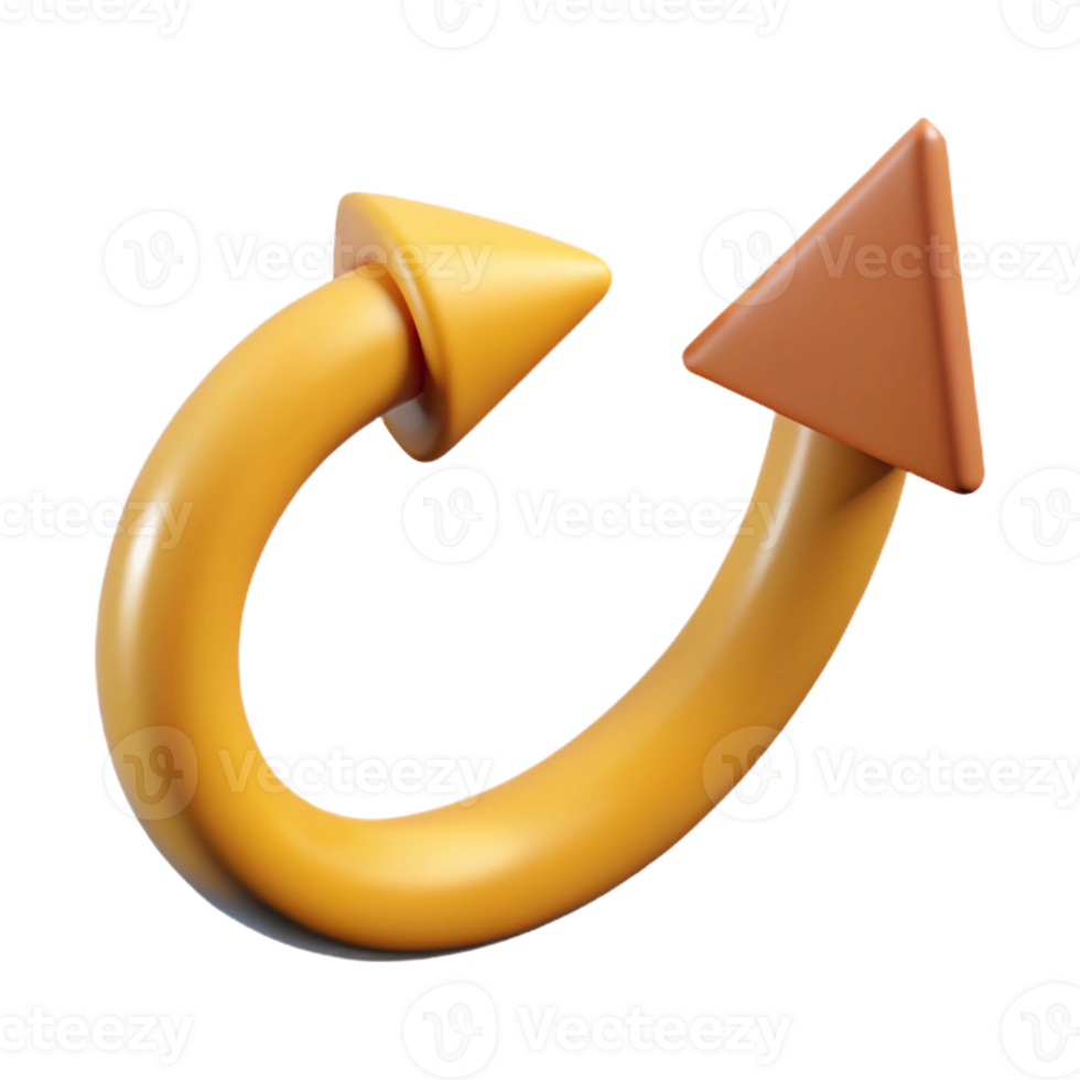 3d Render Yellow Orange Curved Arrow Up 54047326 Png