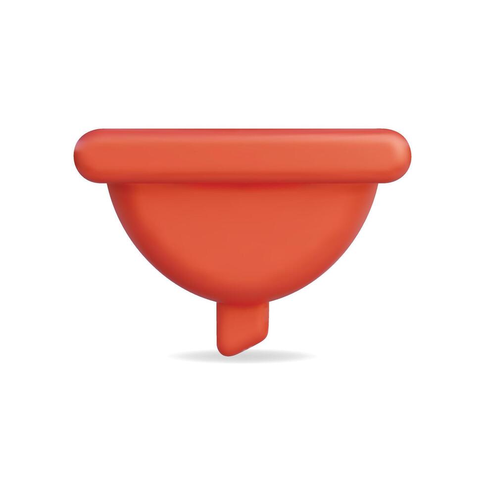 3d icon of a red funnel, a modern tool for simplifying processes ...