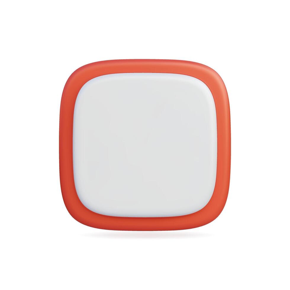 3d icon of a rounded square with a red border and a white center ...