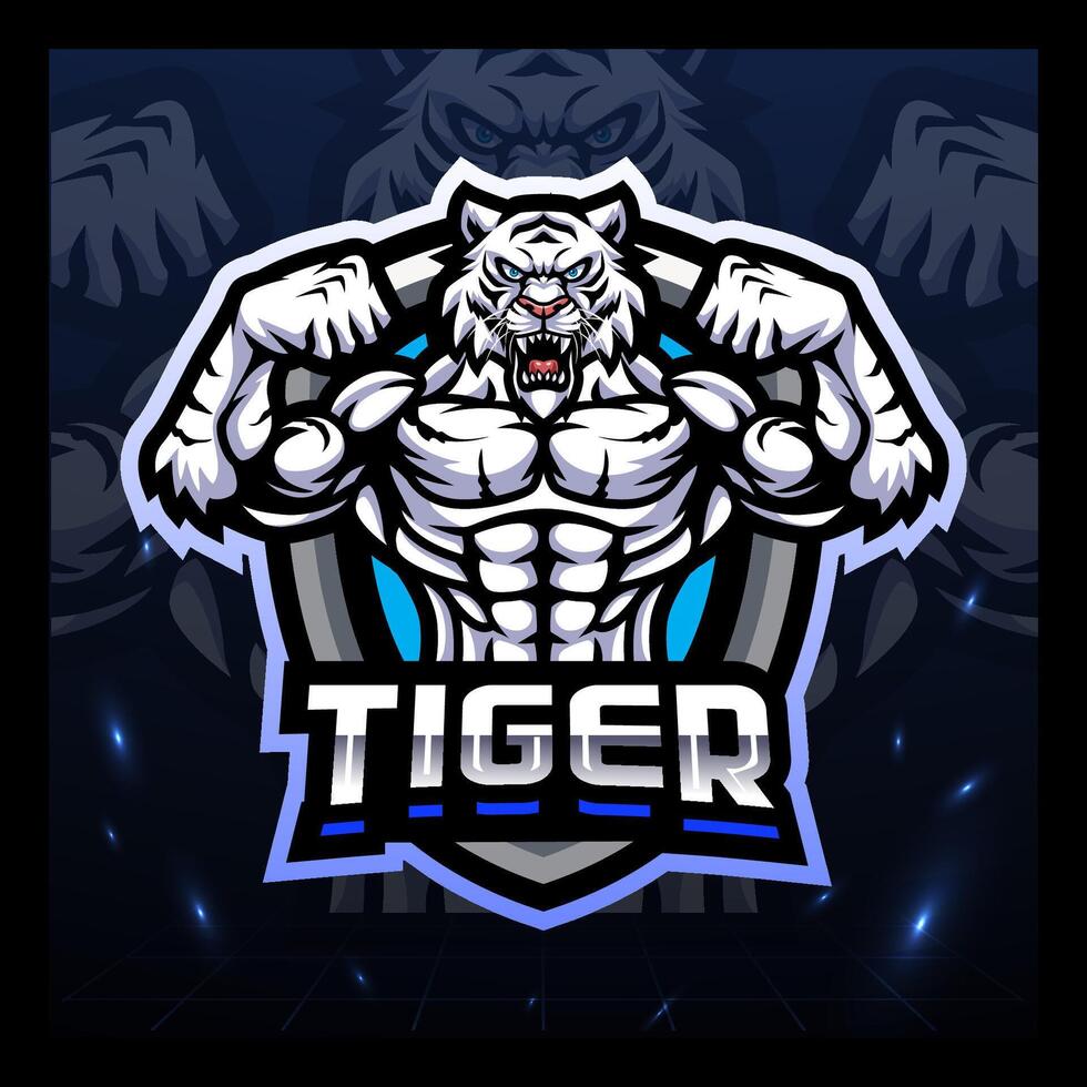 White tiger esport mascot logo design 54051906 Vector Art at Vecteezy